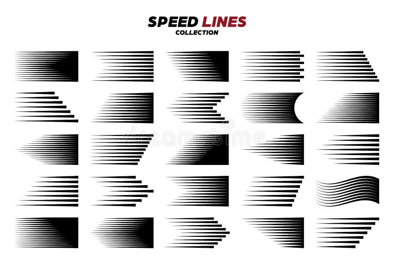 Black Comic Speed Motion Line. Vector Collection. Stock Vector ...