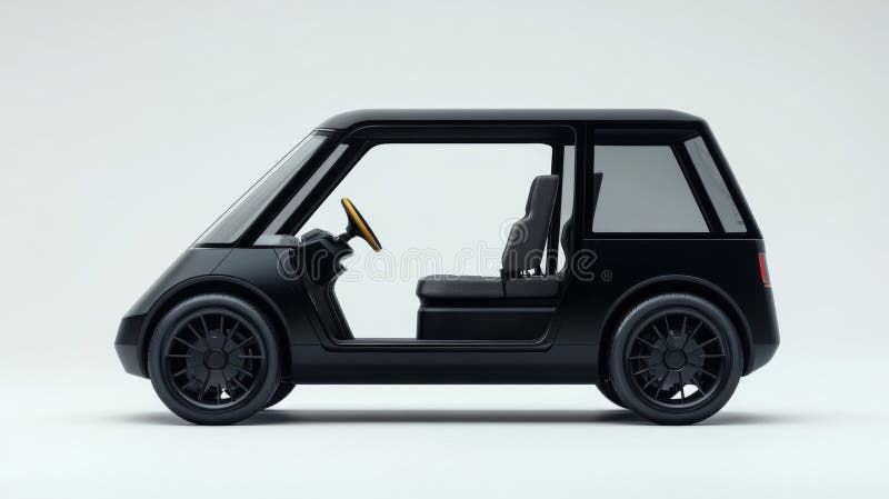 Black Compact Electric Vehicle Side View Studio Shot Stock Illustration ...