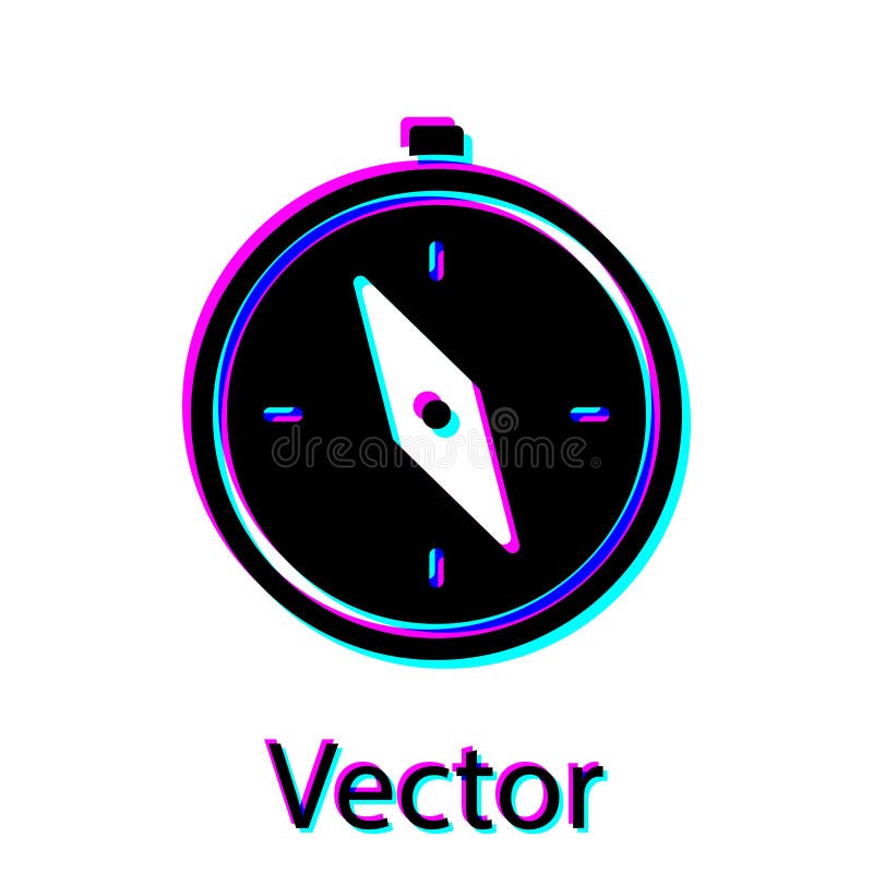 Black Compass Icon Isolated on Transparent Background. Windrose ...