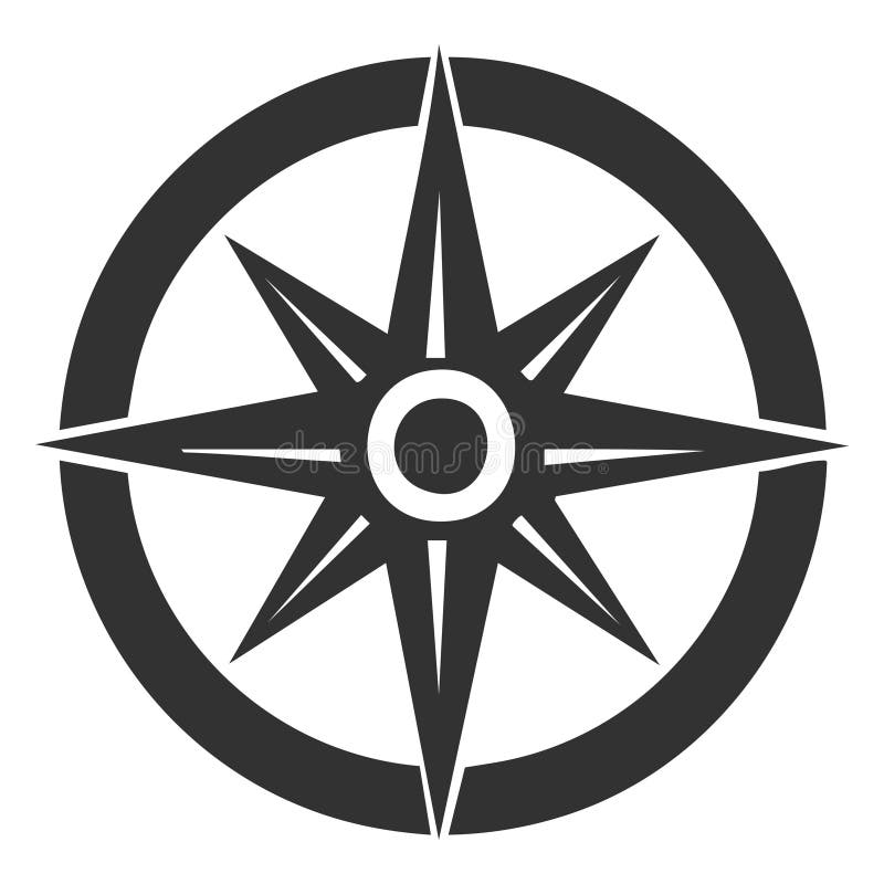 Black Compass Icon Representing Navigation and Direction in a Circular ...