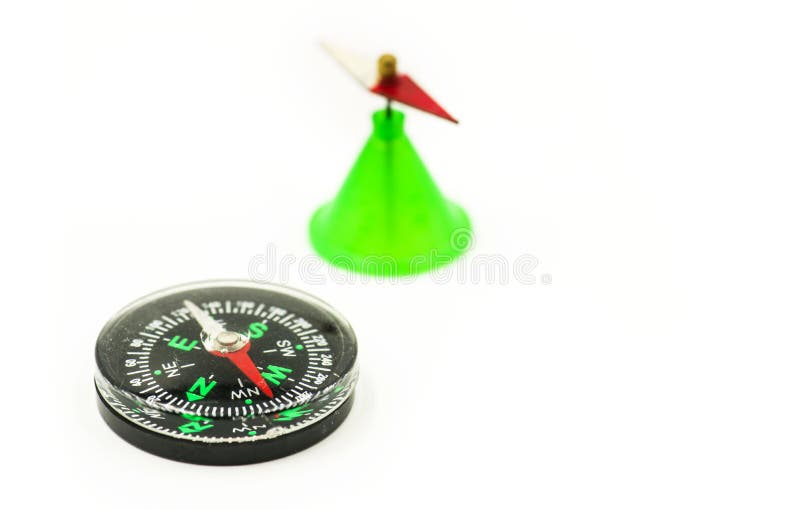 Compass and a Magnet Arrow Isolated on White Stock Photo - Image of ...