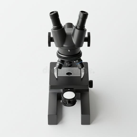 Black Compound Microscope with Dual Eyepieces on a Rotating Head. the ...