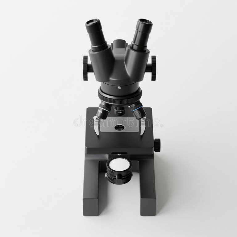 Black Compound Microscope with Dual Eyepieces on a Rotating Head. the ...