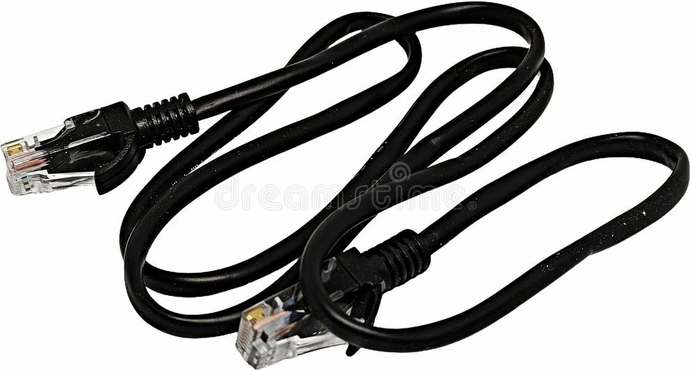 Black Computer Cable Isolated on White Background. Stock Photo - Image ...