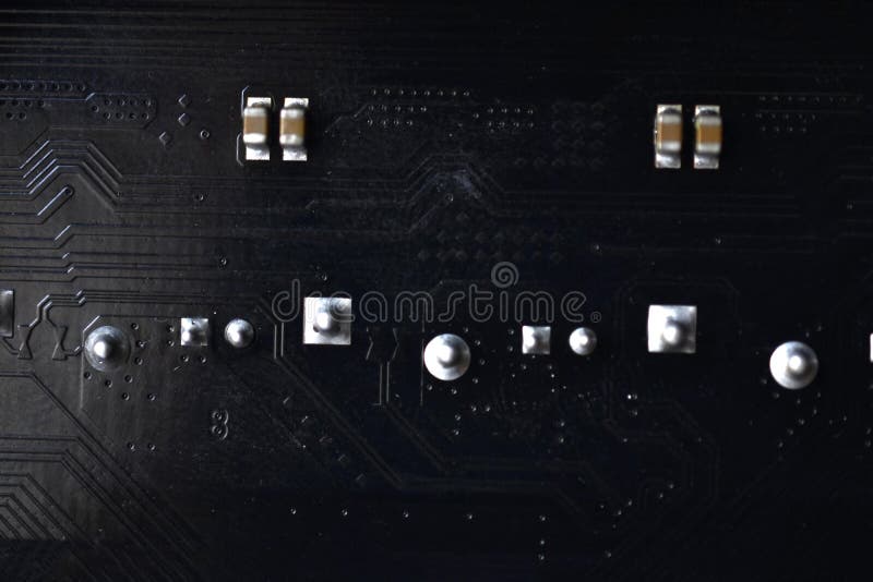 Black Computer Chip Close-up with Elements and Tracks Stock Photo ...