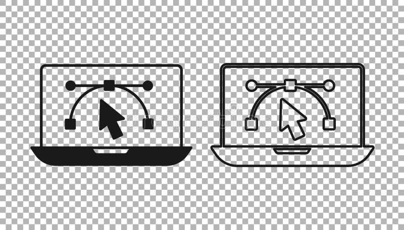 Black Computer Display with Vector Design Program Icon Isolated on Isolated on Transparent ...