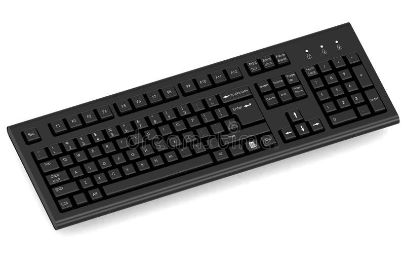 Black Computer Keyboard with Number Pad and Arrow Keys Stock ...