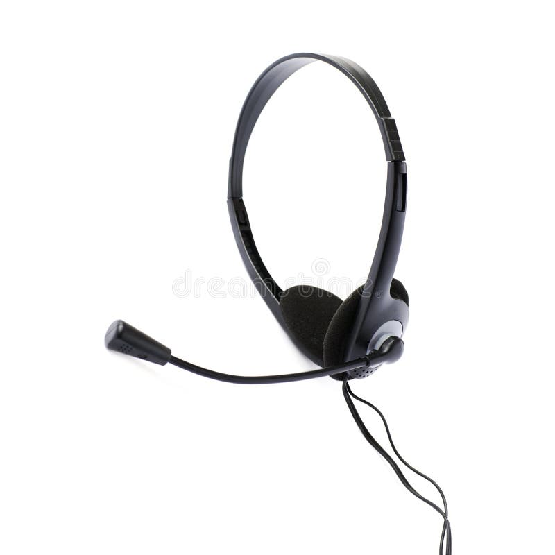 Black Computer Headset Microphone Isolated Over White Background Stock ...