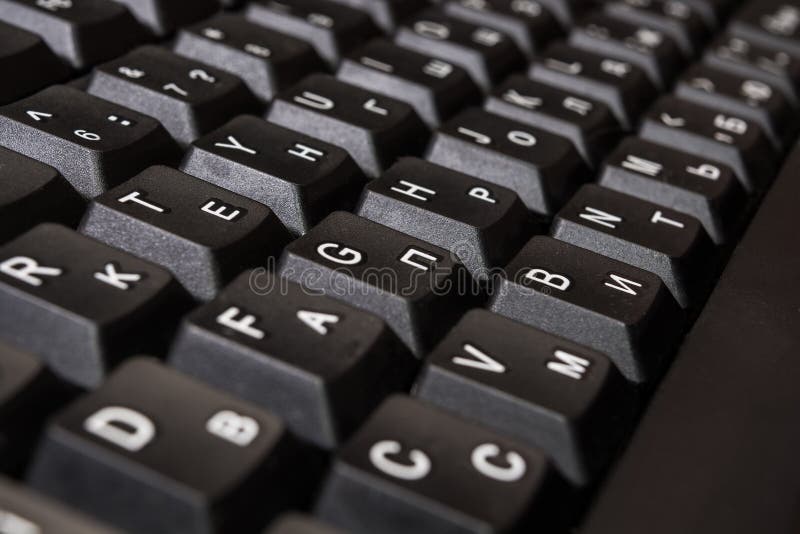Black Computer Keyboard Buttons with English Letters Closeup Stock ...