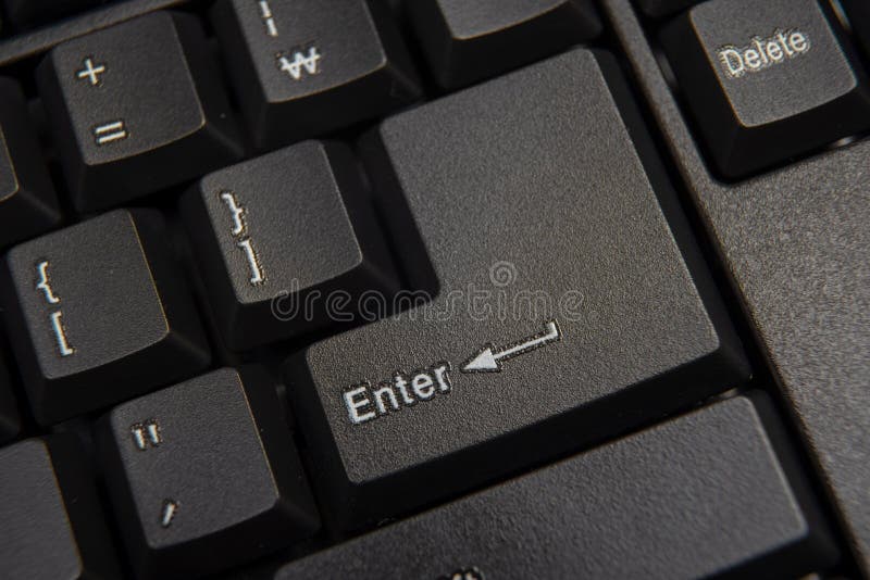 Black Computer Keyboard Close-up. Focused on Enter Key. Stock Photo ...