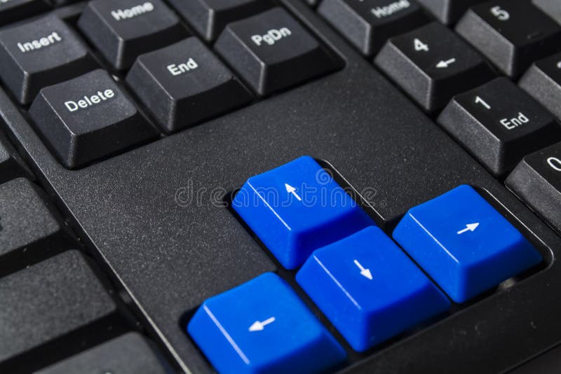 The Black Computer Keyboard with Colored Buttons. Buttons Close Up ...