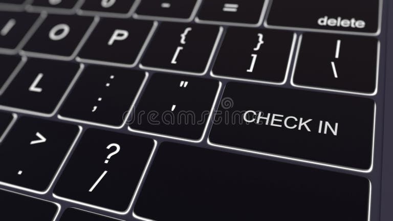 Black Computer Keyboard and Glowing Check in Key. Conceptual 3D ...
