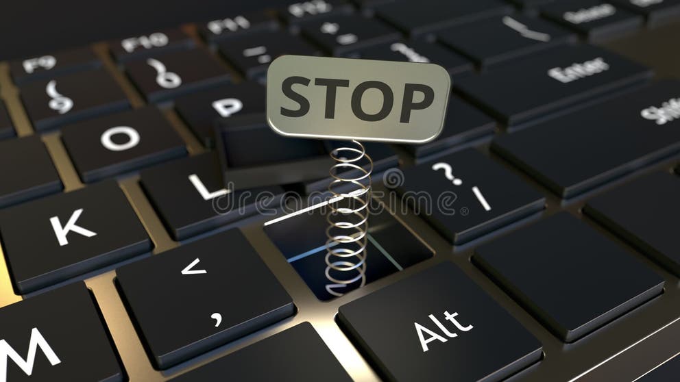 Computer Keyboard and Jack-in-the-box STOP Message in the Key ...