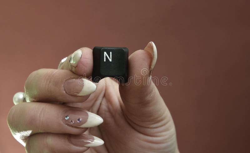 Woman Hand Hodling Black Computer Keyboard Key Close Up, Stock Image ...