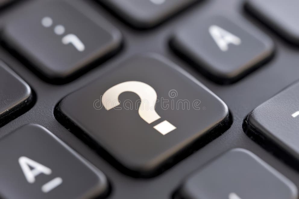 Black Computer Keyboard Key with Question Mark Sign. Online ...