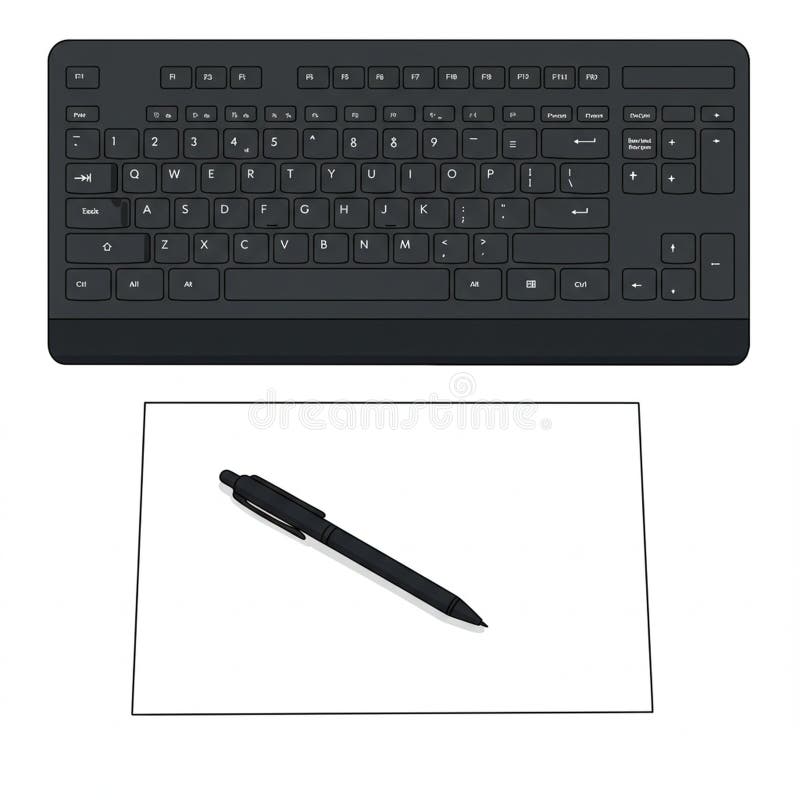 Black Computer Keyboard on a White Surface, Featuring Standard Keys ...
