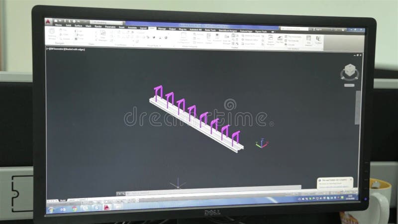 Black Computer LCD Screen Showing Autocad Engineering Design Stock ...
