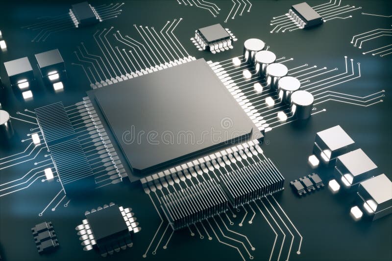 Microchip Illustration and Hacker with Laptop Stock Image - Image of ...