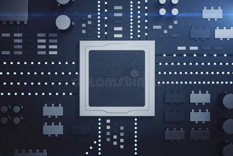 Black Computer Microchip on Motherboard Stock Illustration ...