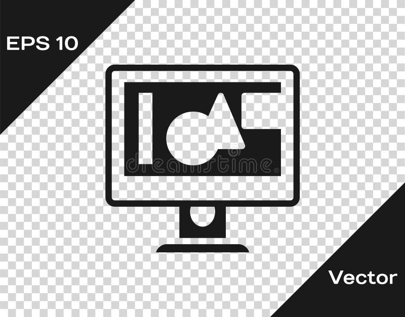 Black Computer Monitor Screen Icon Isolated on Transparent Background ... Black Computer Monitor Screen Icon Isolated on Transparent Background ...