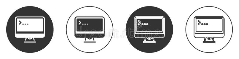 Black Computer Monitor Screen Icon Isolated on White Background ...