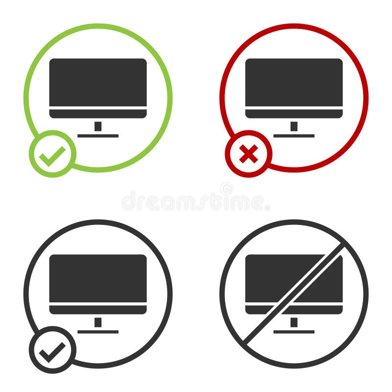 Black Computer Monitor Screen Icon Isolated on White Background ...
