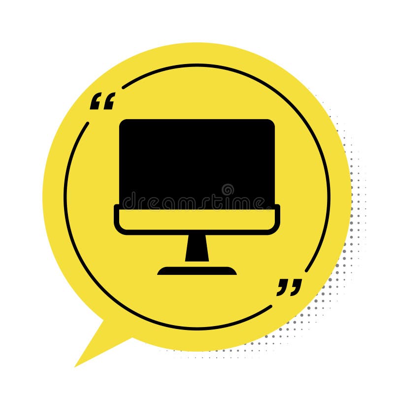 Black Computer Monitor Screen Icon Isolated on White Background ...