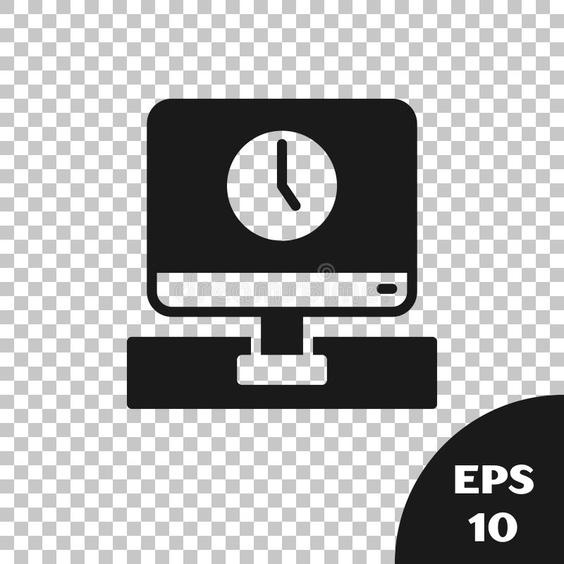 Black Computer Monitor Time Icon Isolated on Transparent Background ...