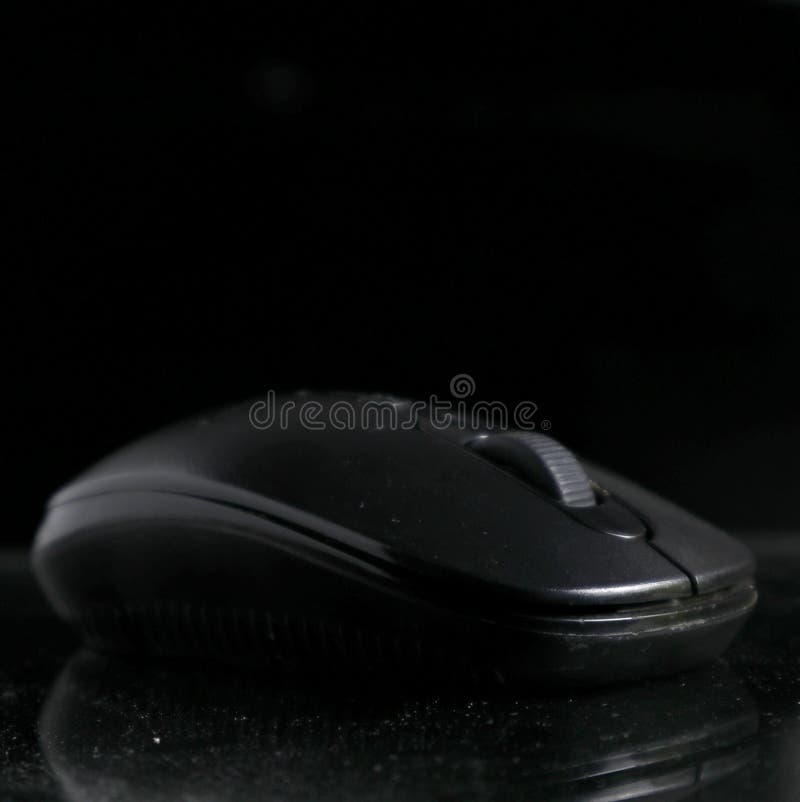 Black Computer Mouse on Black Background Stock Image - Image of white ...