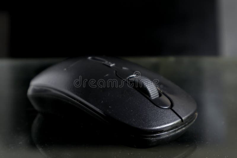 Black Computer Mouse on Black Background Stock Image - Image of white ...