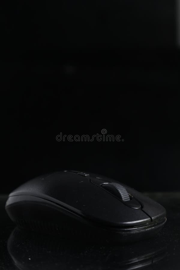 Black Computer Mouse on Black Background Stock Image - Image of white ...