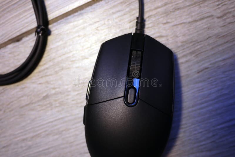 Black Computer Mouse on the Desktop. Optical Computer Mouse for ...