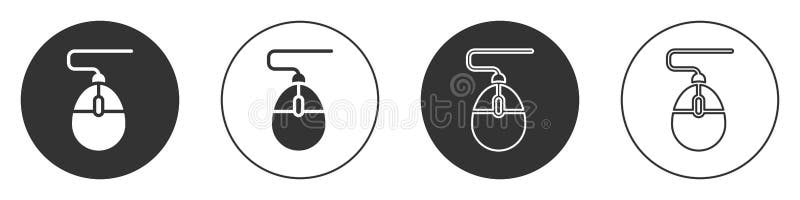 Black Computer Mouse Gaming Icon Isolated on White Background. Optical ...