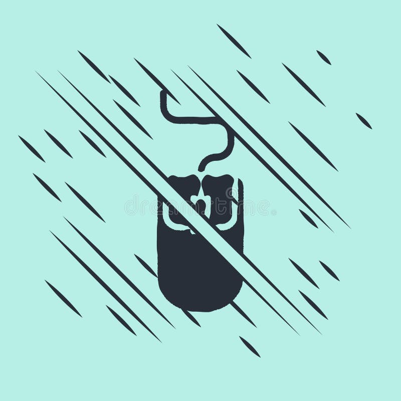 Black Computer Mouse Icon Isolated on Green Background. Optical with ...