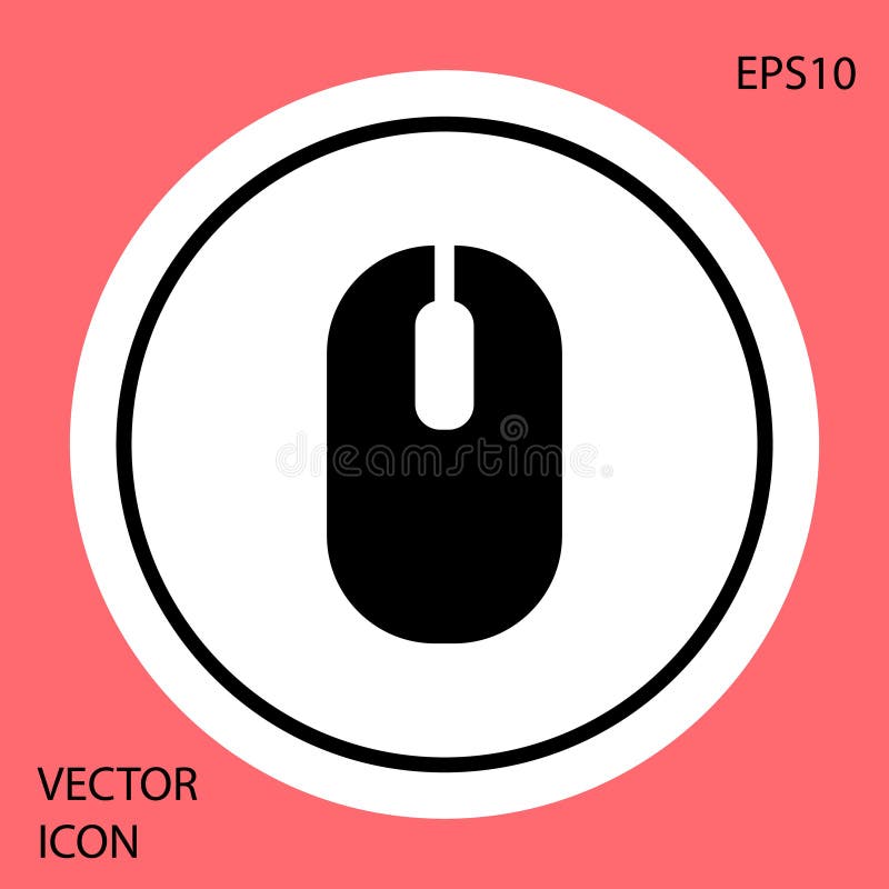 Black Computer Mouse Icon Isolated on Red Background. Optical with ...