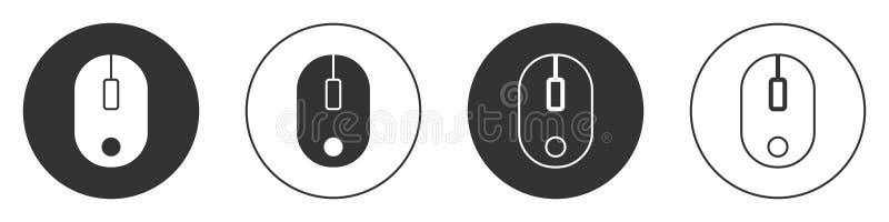 Black Computer Mouse Icon Isolated on White Background. Optical with ...