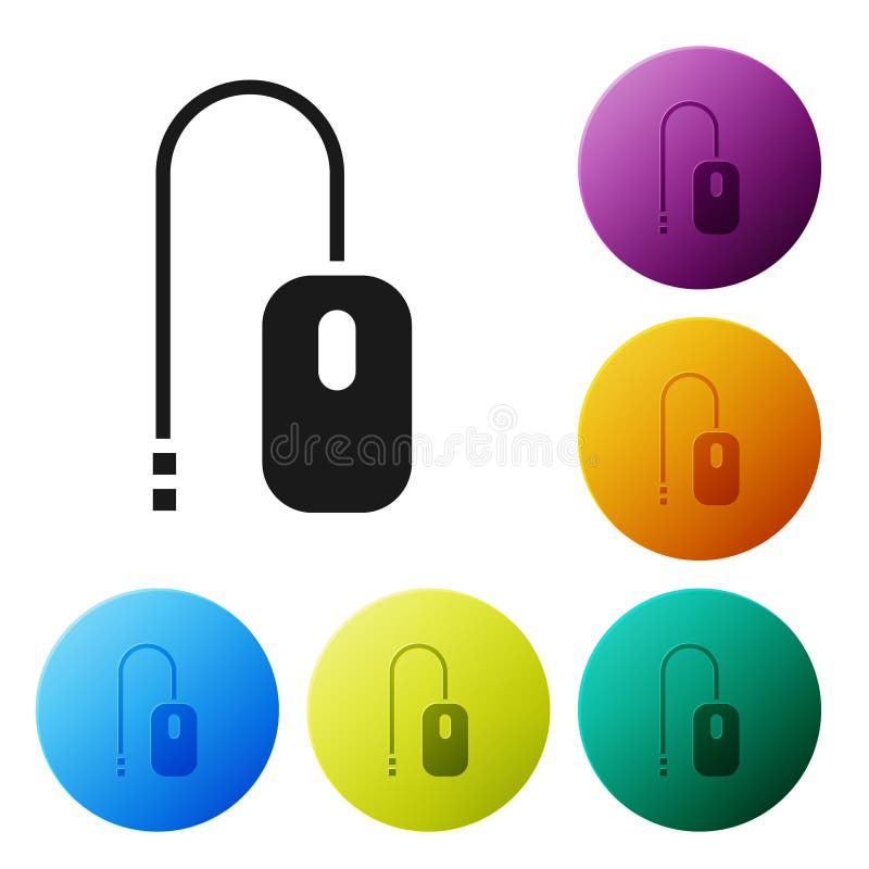 Black Computer Mouse Icon Isolated on White Background. Optical with ...