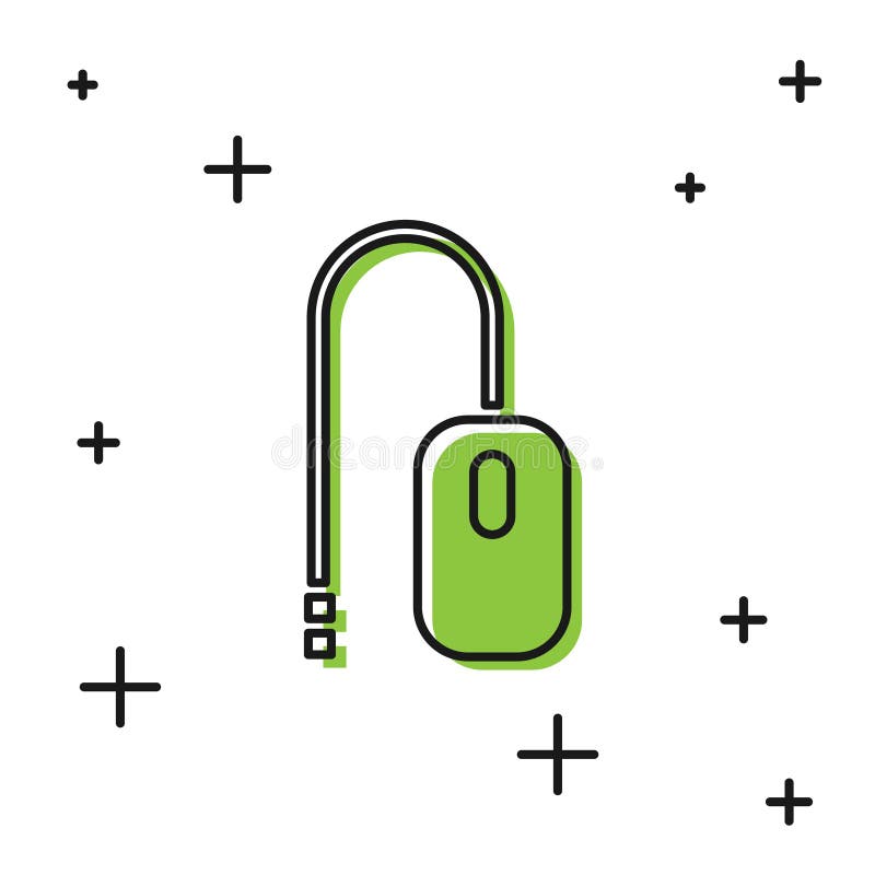 Black Computer Mouse Icon Isolated on White Background. Optical with ...