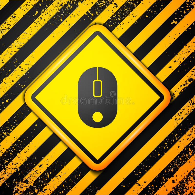 Black Computer Mouse Icon Isolated on Yellow Background. Optical with ...