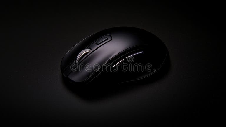 A Black Computer Mouse with a Scroll Wheel and Button on Top. Stock ...