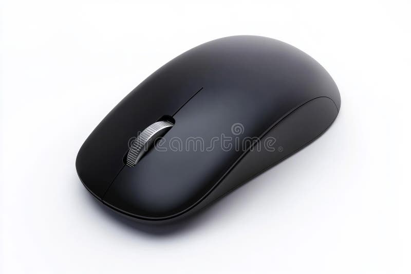 Black Computer Mouse with Scroll Wheel on White Background. AI Image ...