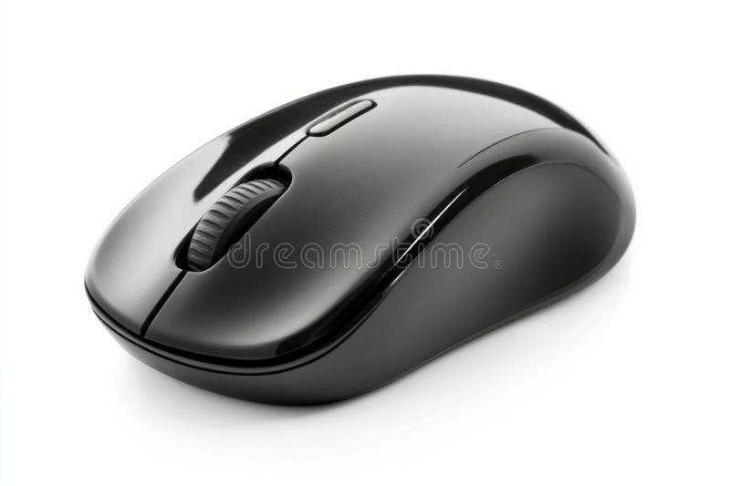 Black Computer Mouse with Scroll Wheel on White Background. AI Image ...