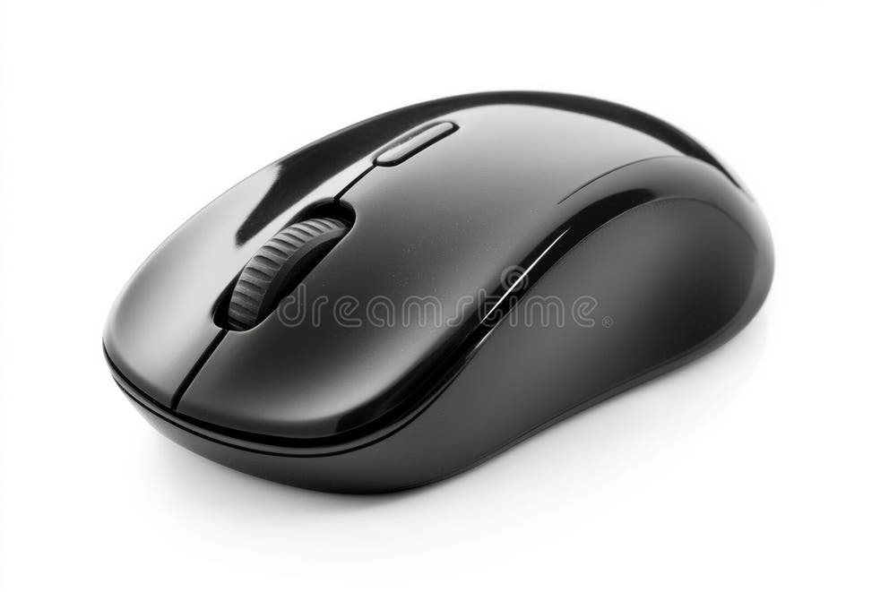 Black Computer Mouse with Scroll Wheel on White Background. AI Image ...