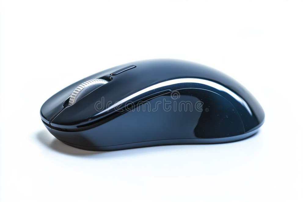 Black Computer Mouse with Scroll Wheel on White Background. AI Image ...