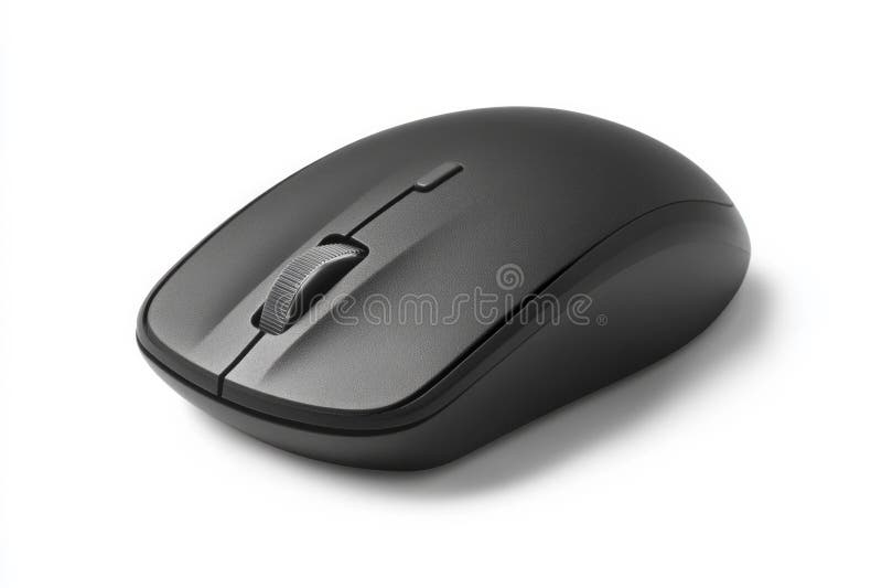 Black Computer Mouse with Scroll Wheel on White Background. AI Image ...
