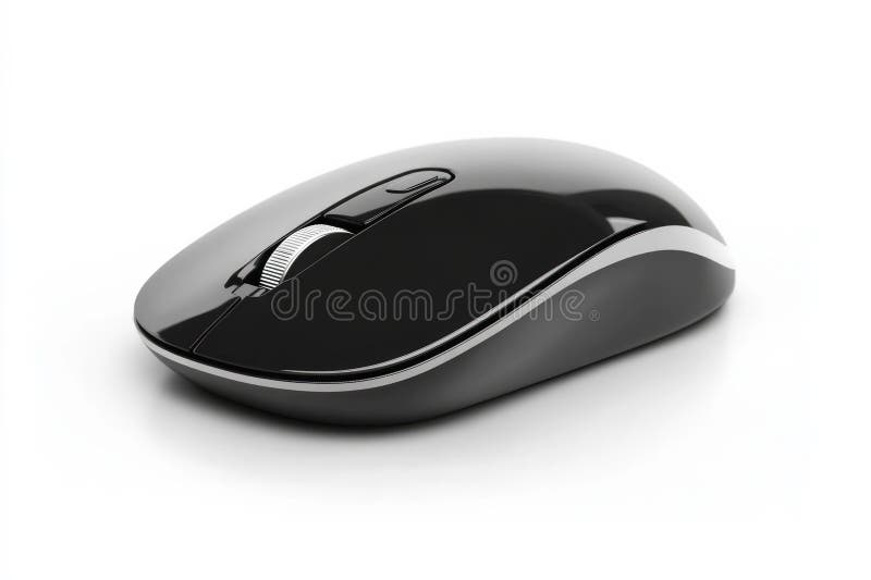 Black Computer Mouse with Scroll Wheel on White Background. AI Image ...