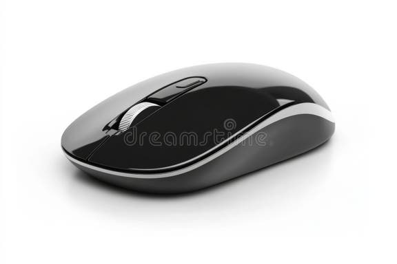 Black Computer Mouse with Scroll Wheel on White Background. AI Image ...