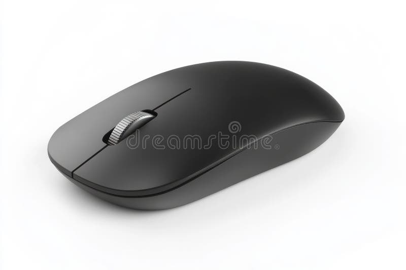 Black Computer Mouse with Scroll Wheel on White Background. AI Image ...