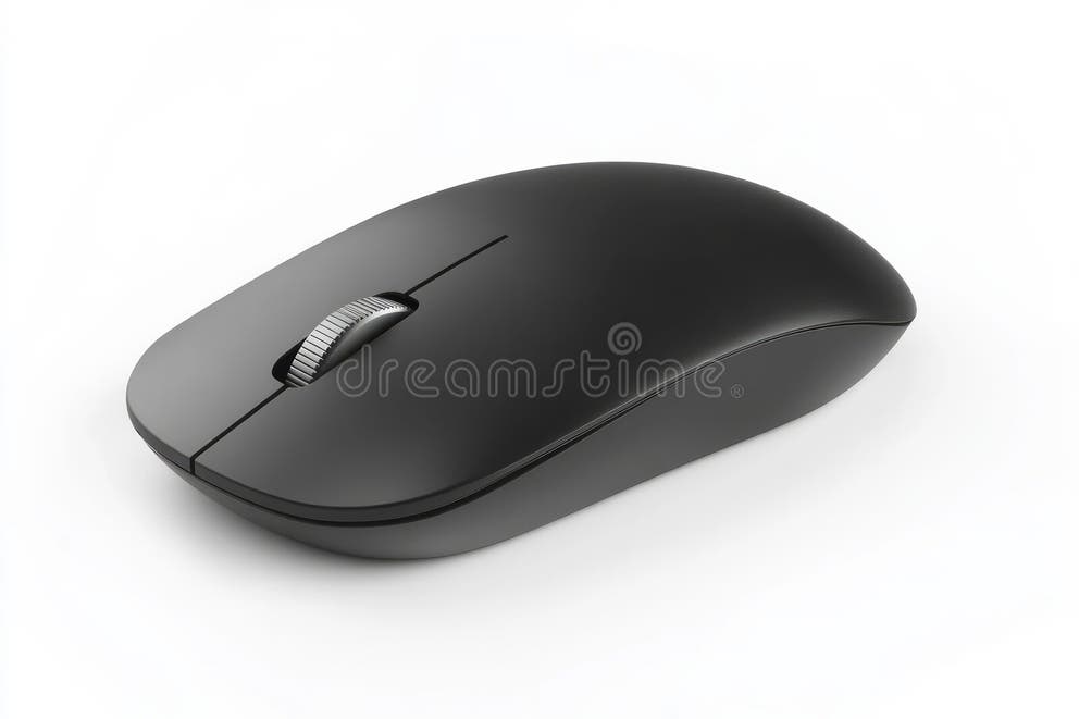 Black Computer Mouse with Scroll Wheel on White Background. AI Image ...