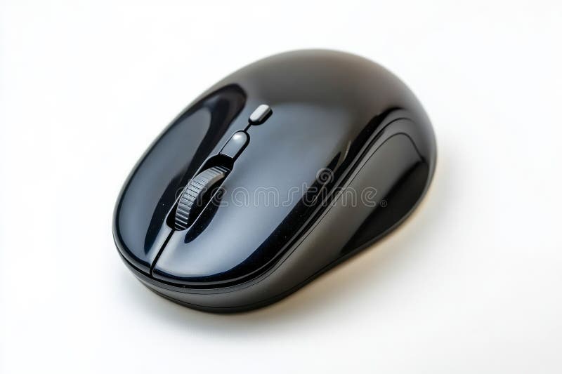 Black Computer Mouse with Scroll Wheel on White Background. AI Image ...